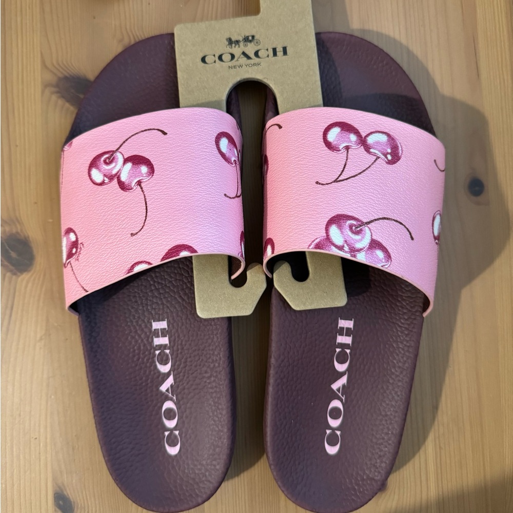 Coach Uli Sport Slide In Signature Canvas With Cherry… - Gem